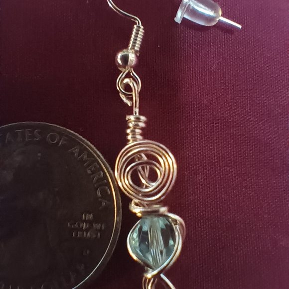 Rhonni Re | Jewelry | Gold And Blue Wire Wrapped Earrings | Poshmark